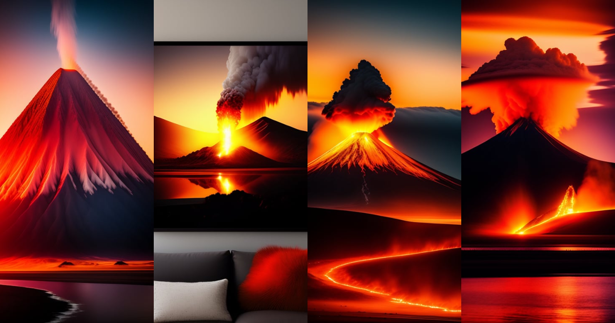 Lexica - Volcanic eruption from 2012, at sunset, Photorealistic, DSLR ...
