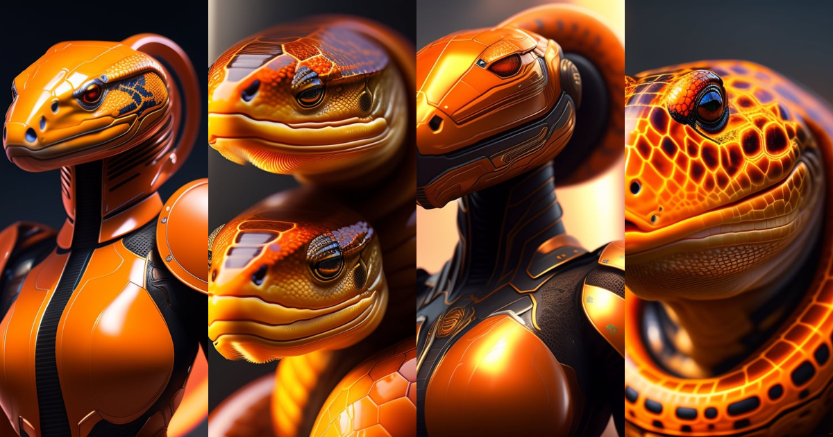 Lexica - Portrait of a cybernetic orange snake a spiritual full body ...