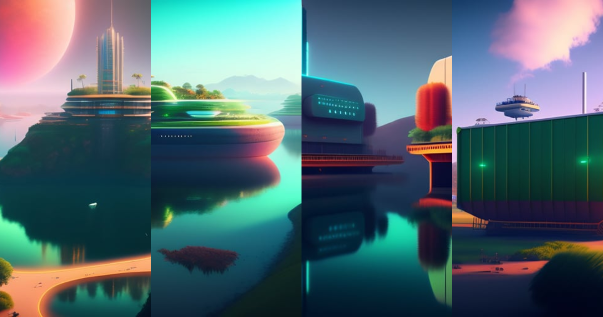 Lexica - A utopian city by beeple, drone shot, digital art highly ...