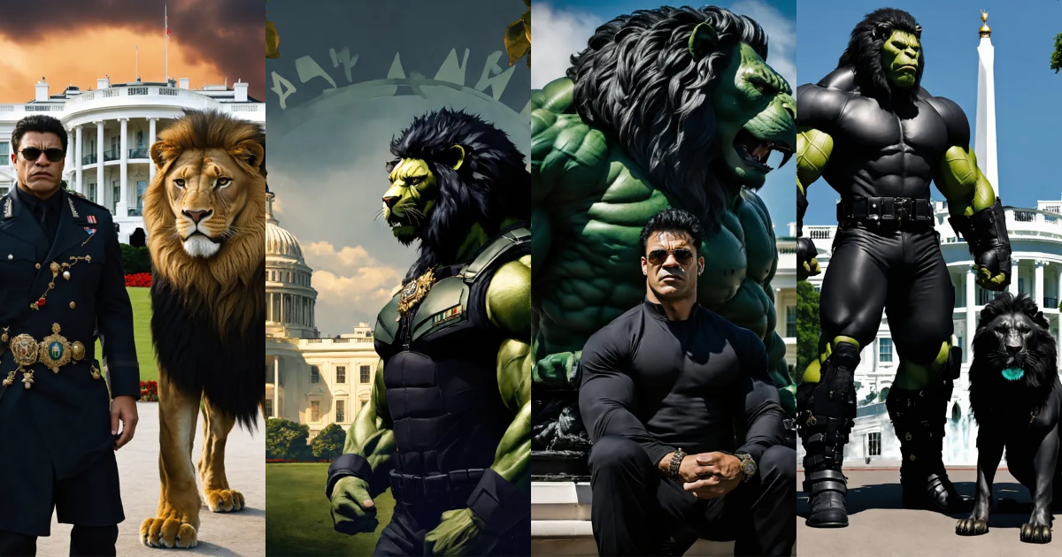 Lexica - Hulk with the head of a lion, wearing full black military ...