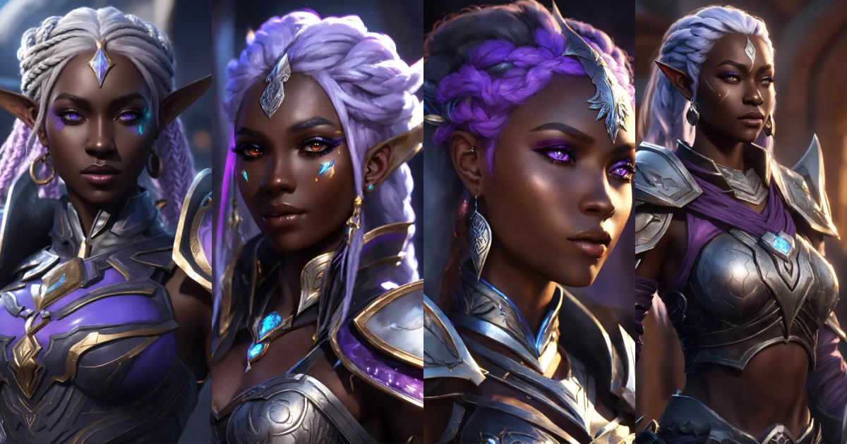 Lexica - A beautiful drow woman in sun themed armor. she has braids and ...