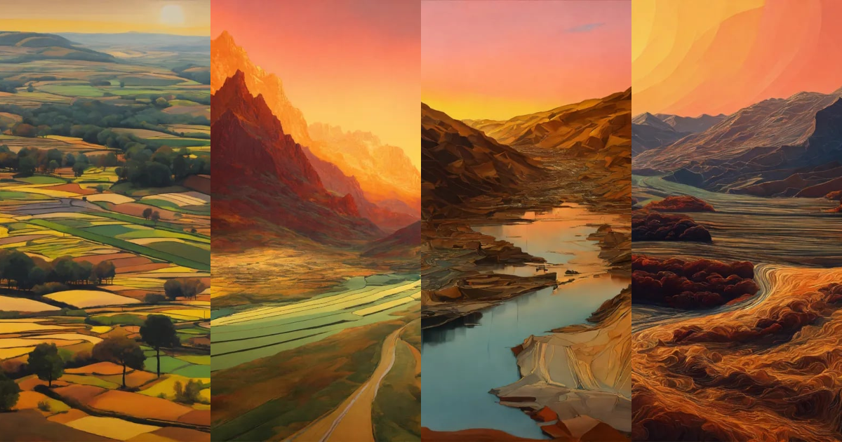 Lexica - Landcape, oil painting, Nicolas de Stäel, recursive art, line ...