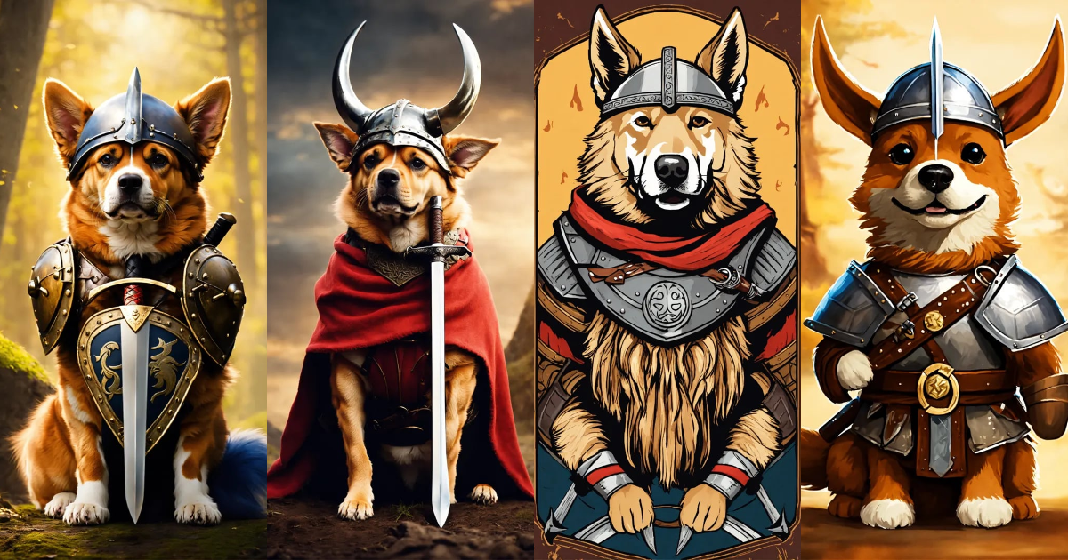 Lexica - Design a picture of a dog as a legendary Viking warrior with ...