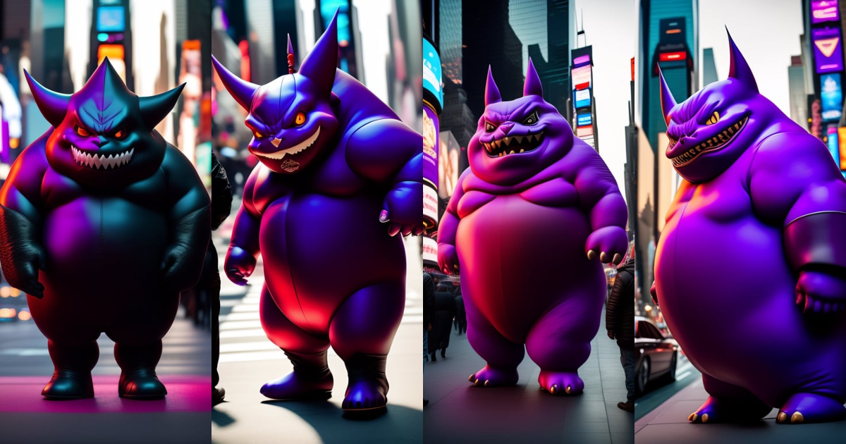Lexica - Gengar from pokemon in real life standing in new york time square