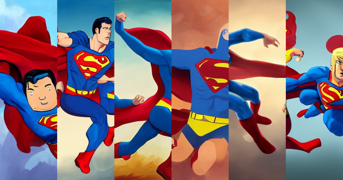 Lexica - Painting of Jake versus superman, Jake is eating bacon ...