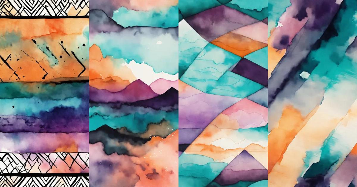 Lexica - Graduated sized ombré watercolor ikkak pattern. Mixed poly ...
