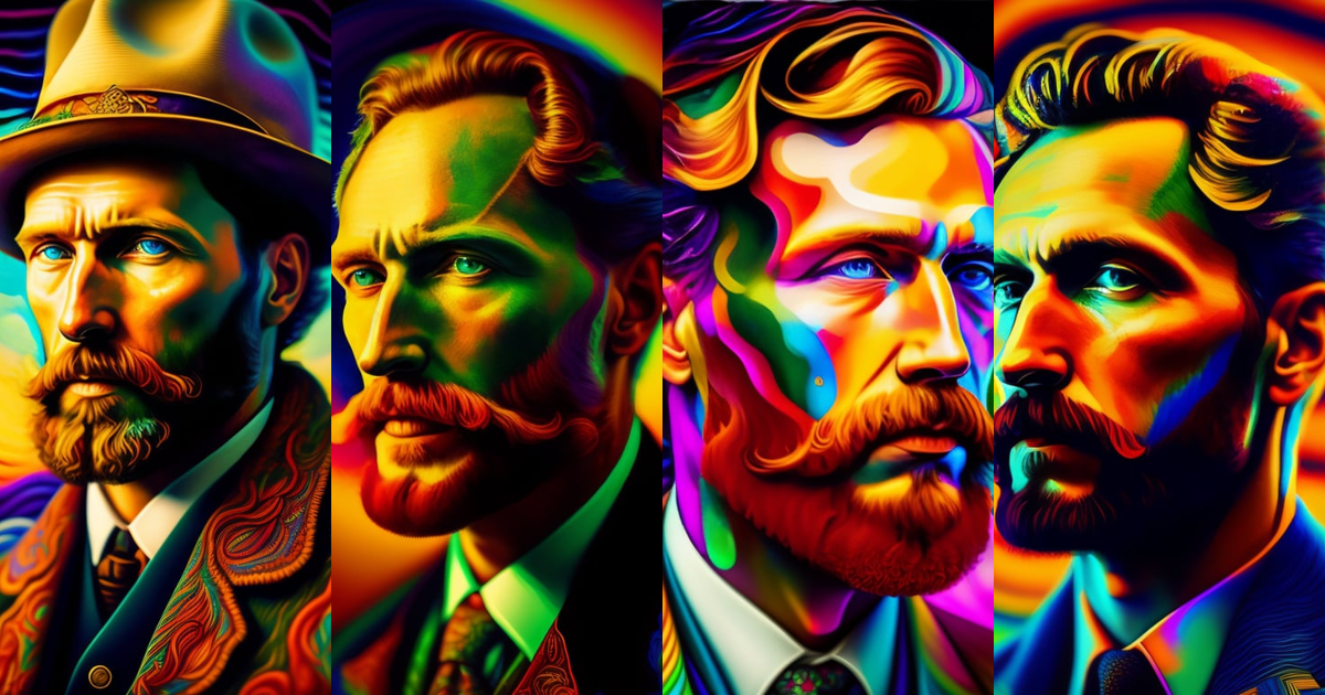 Lexica - An extremely psychedelic portrait of Vincent Van Gogh, surreal ...