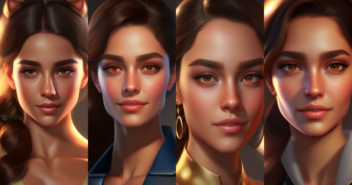 Lexica - Brunette girl, brown hazel eyes ponytail, skin details, high ...