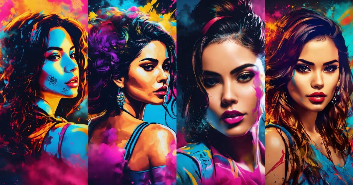 Lexica - Beautiful Latina woman pop art style 8k calligraffiti with ...