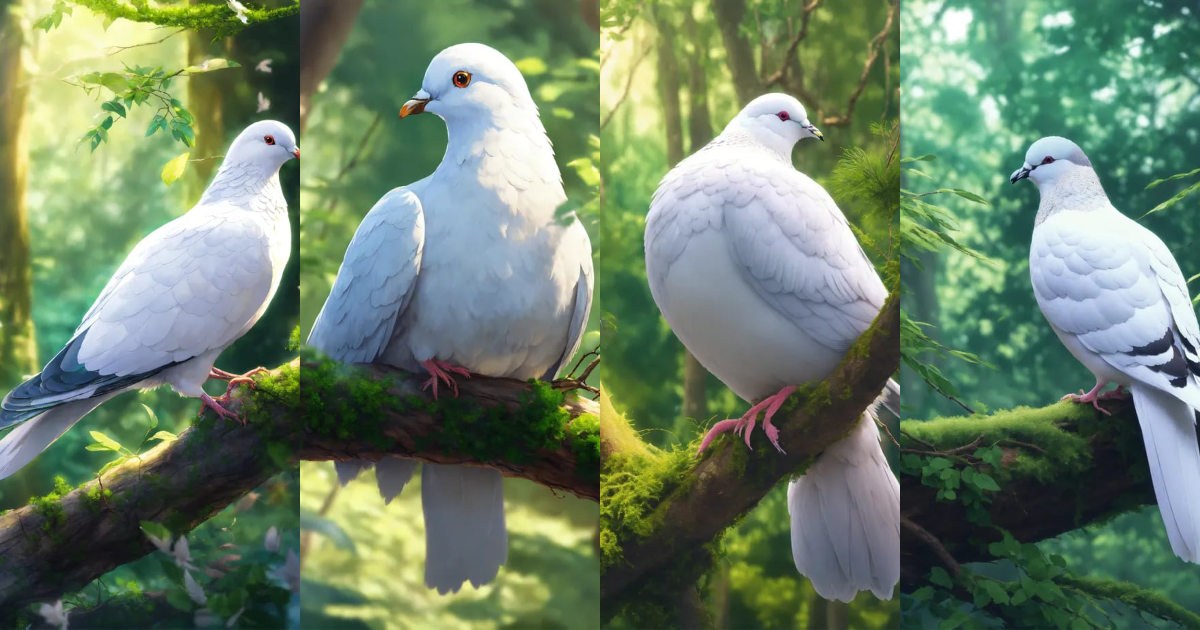 Lexica - Ultra hd! 90s anime, white pigeon on a tree branch pigeon ...