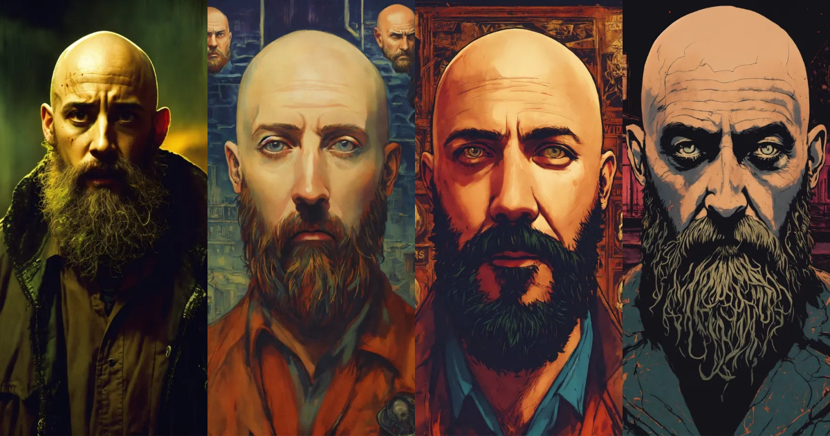 Lexica - Bald man with beard unspeakable astonishment saw silent hill ...