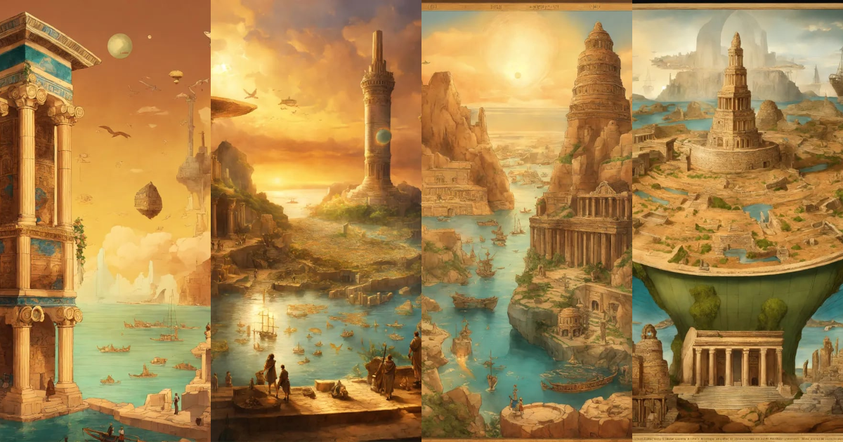 Lexica - Tall illustration expanding upon the first image, showing ...