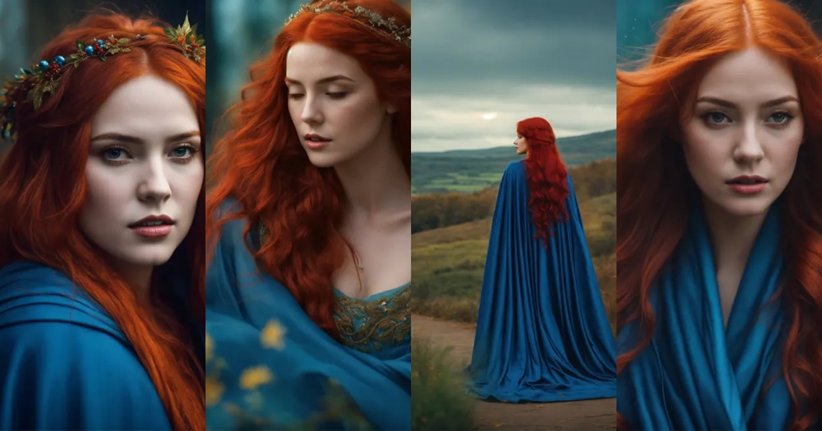 Lexica - A lA legend, a fairy tale, a woman wrapped in a long blue ...