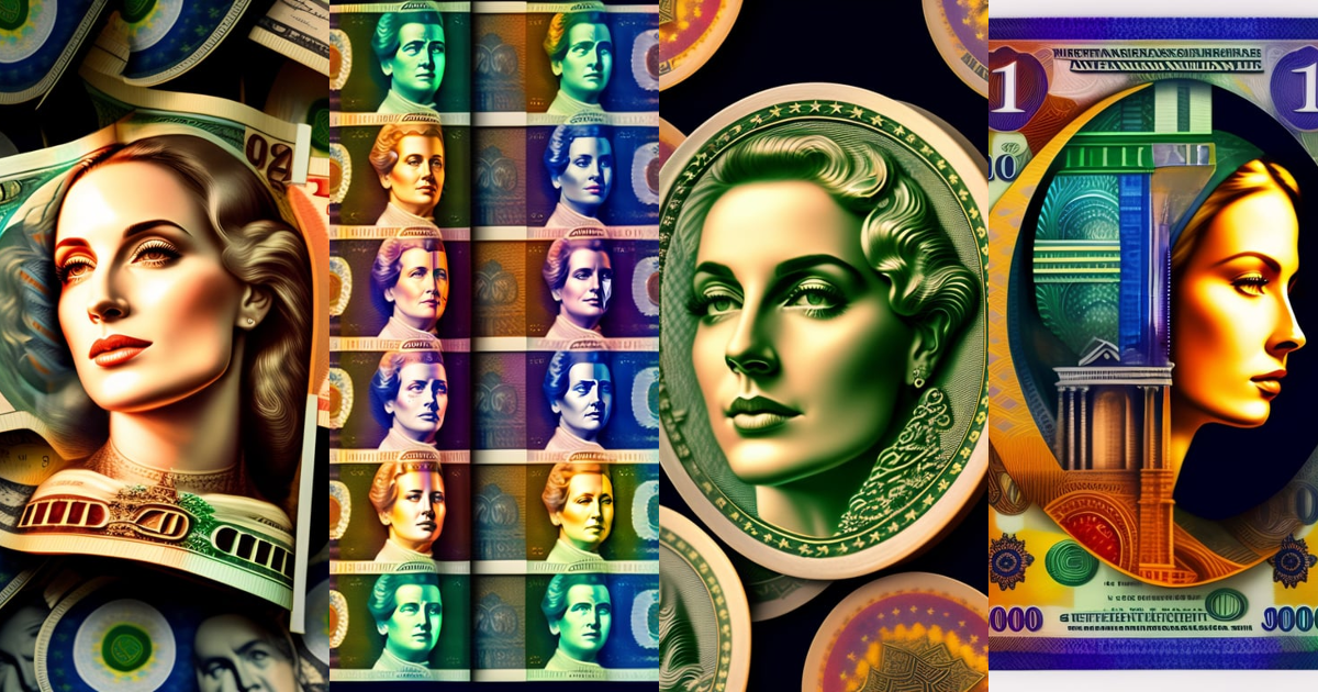Lexica - Multiple faces shredded like paper euro money surreal ...