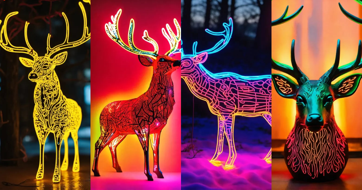 Lexica - Neon Bio luminescent deer with antlers