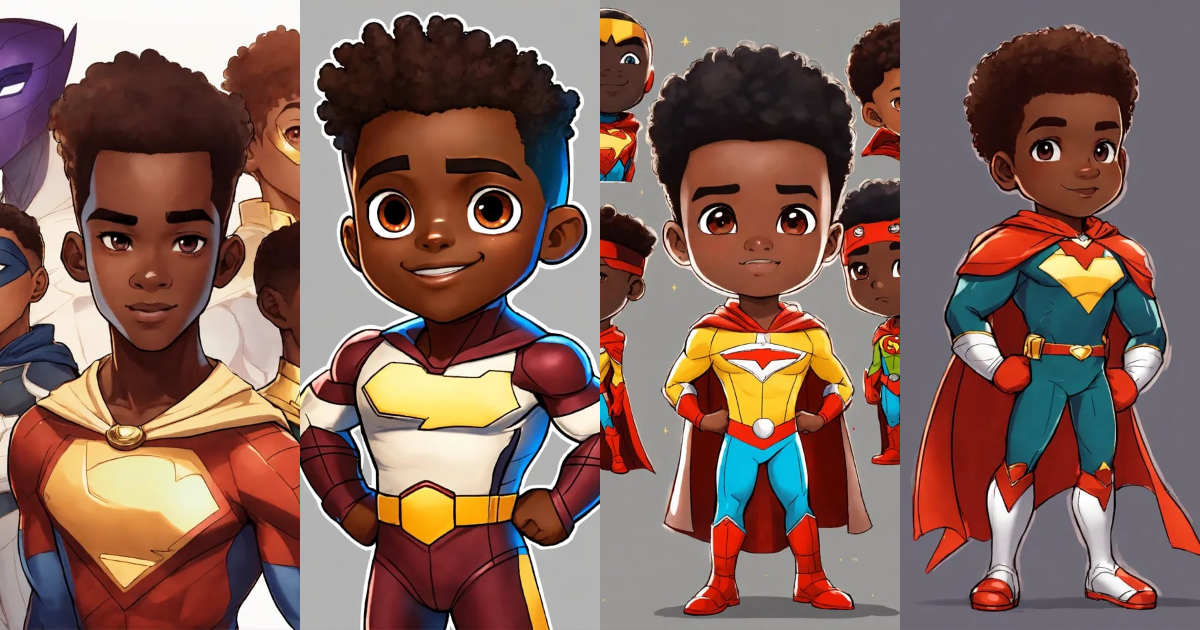 Lexica - Make me Cartoon little African American dark skinned boys in ...