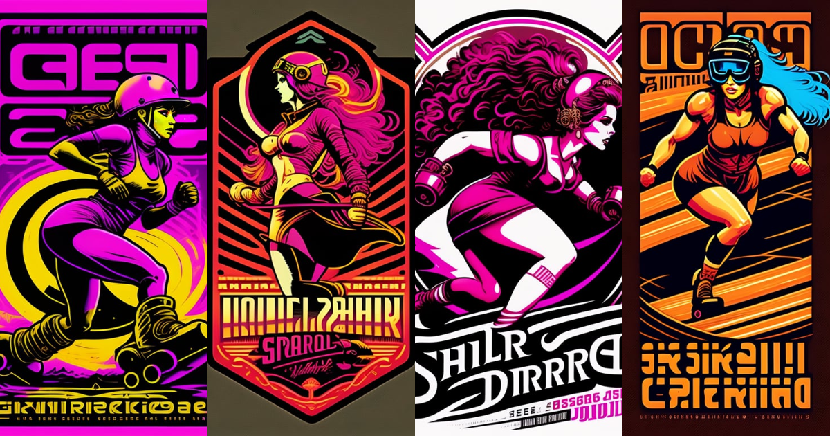Lexica - Roller derby girl sprinting Cross-Over, logo design by Philippe Caza