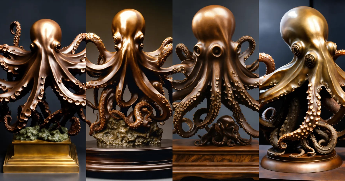 Lexica - A sculpture of beautiful octopus bronze on top of a base ...