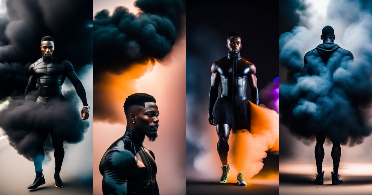 Lexica - Black man android! dancing, full body portrait in a dress made ...