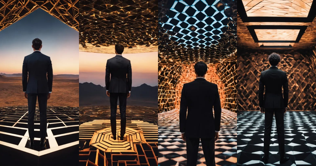 Lexica - Man wearing a stunning vantablack suit, standing in the middle ...