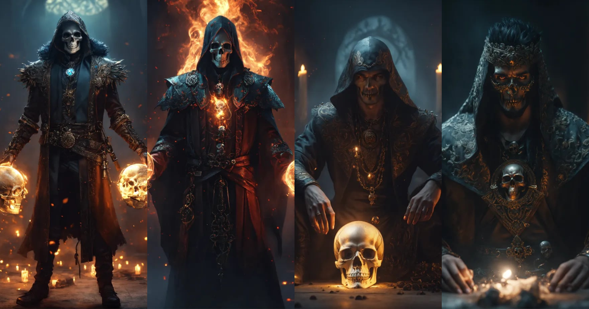 Lexica - A realistic full body portrait of a male evil necromancer with ...