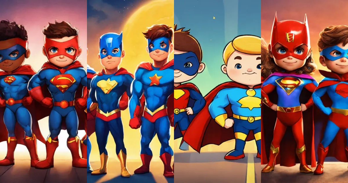 Lexica - Cartoon team of kids superhero