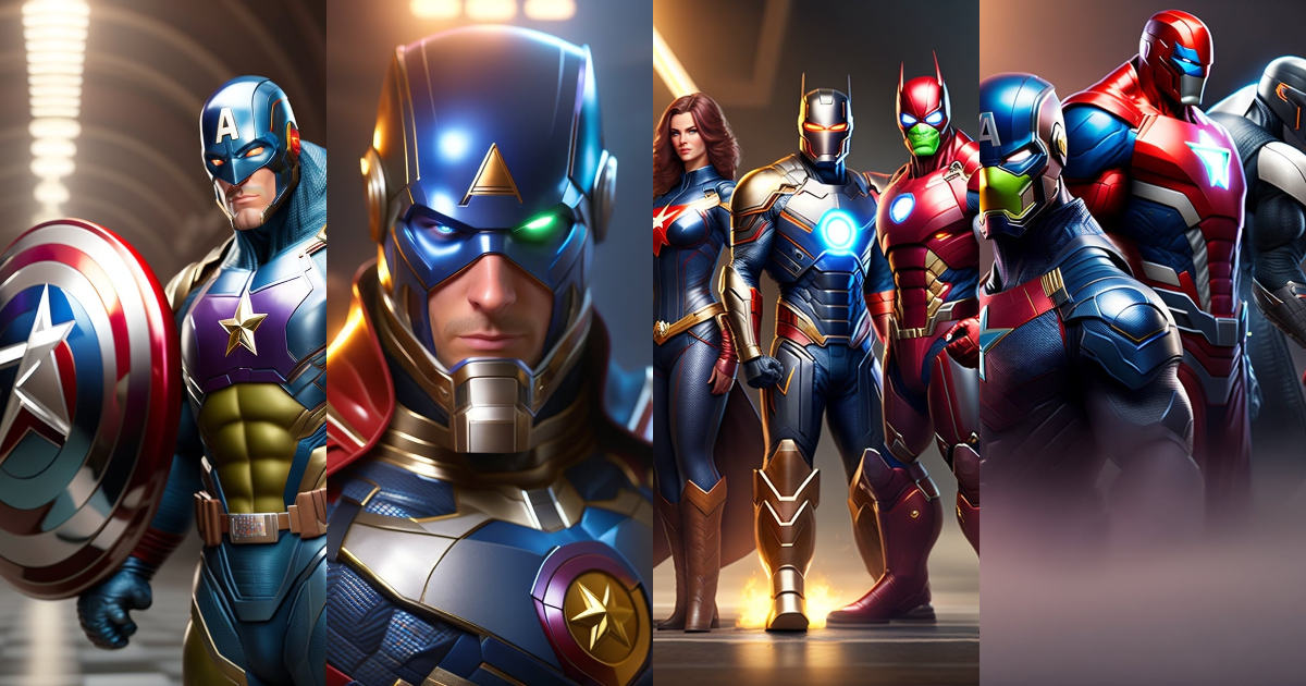 Lexica - Avengers movie heros, cinematic view, volumetric light, wide ...