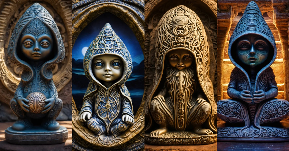 Lexica - An oval shaped ancient stone hand made meditative hooded gnome ...