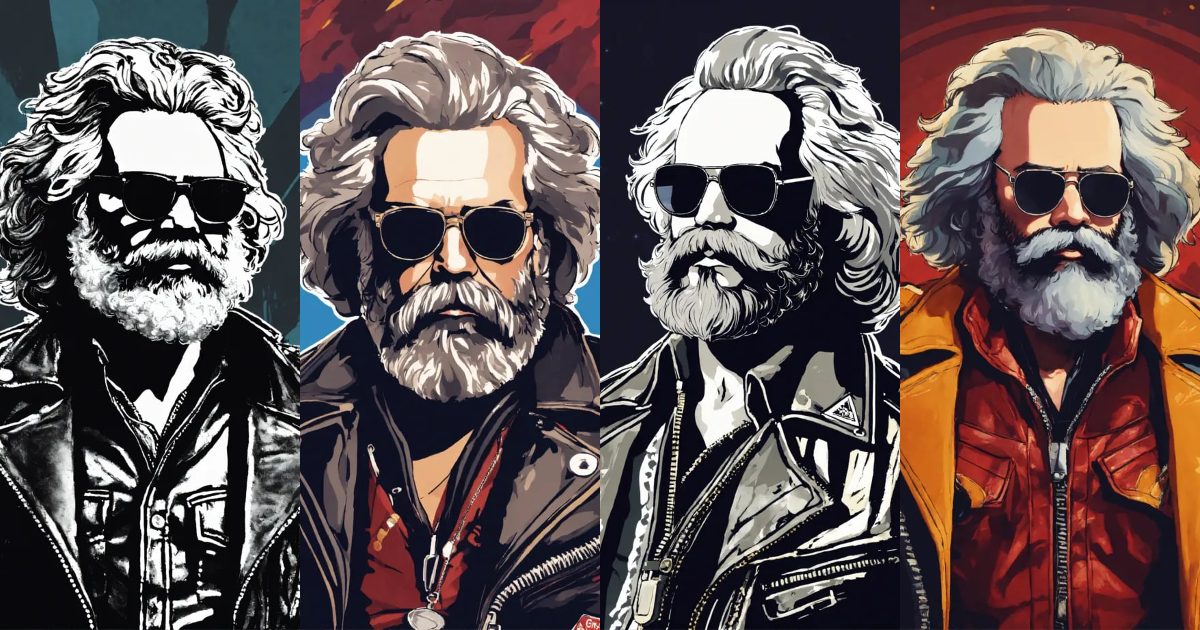 Lexica - Illustration of a cool Karl Marx in a rocker avatar, donning ...