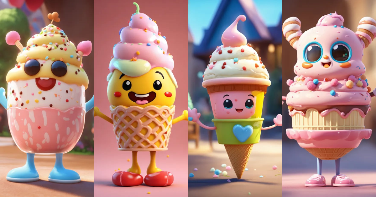 Lexica - Cartoon character a cute ice cream with arms hands and legs ...