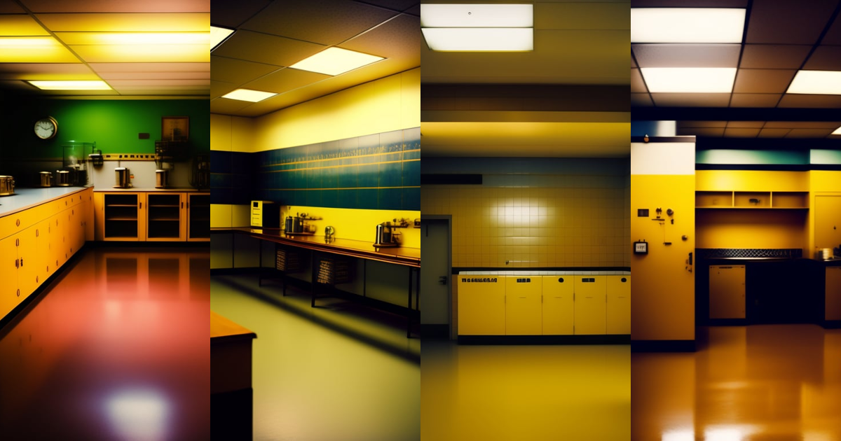 Lexica - Low quality photograph liminal space empty high school ...