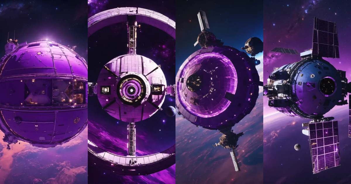 Lexica - Purple space station in space from top