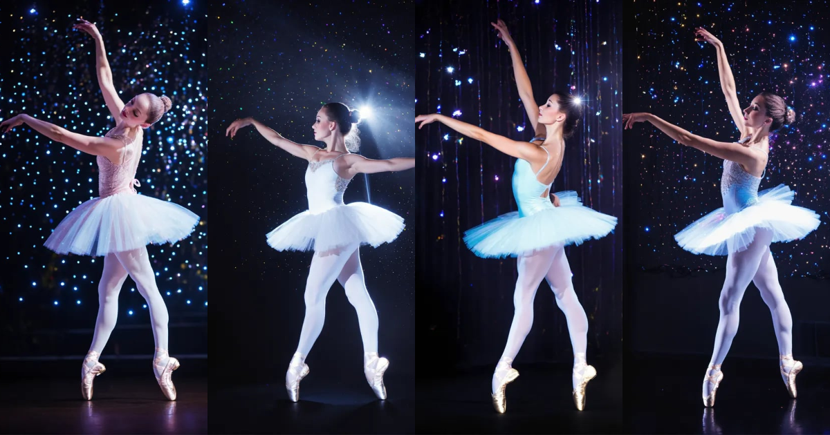 Lexica - Tall ballerina dancing with light glowing from her