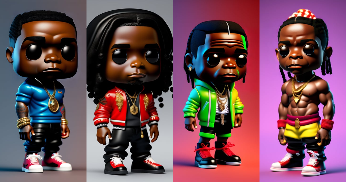 Lexica - Full body 3d render of funko pop rapper lil wayne