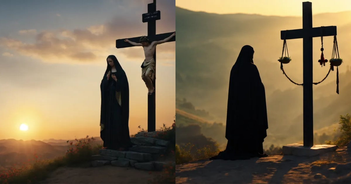 Lexica - The Virgin Mary, mother of Jesus, in black with mourning ...
