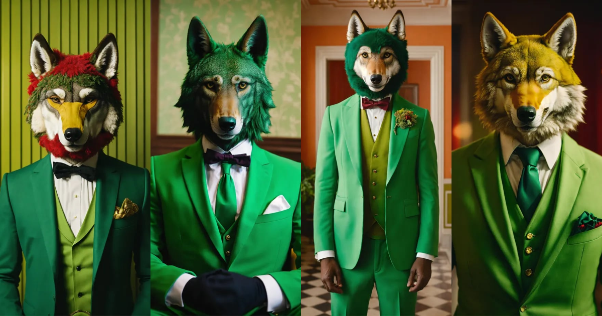 Lexica - Award - Winning Cinematic Still of wolf-Headed butler posing ...