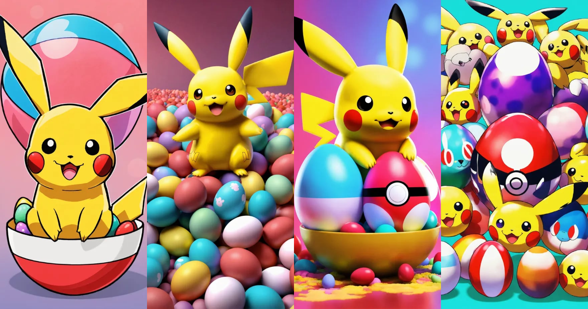 Lexica - Pokéballs designed as Easter eggs, Pikachu with bunny ears ...