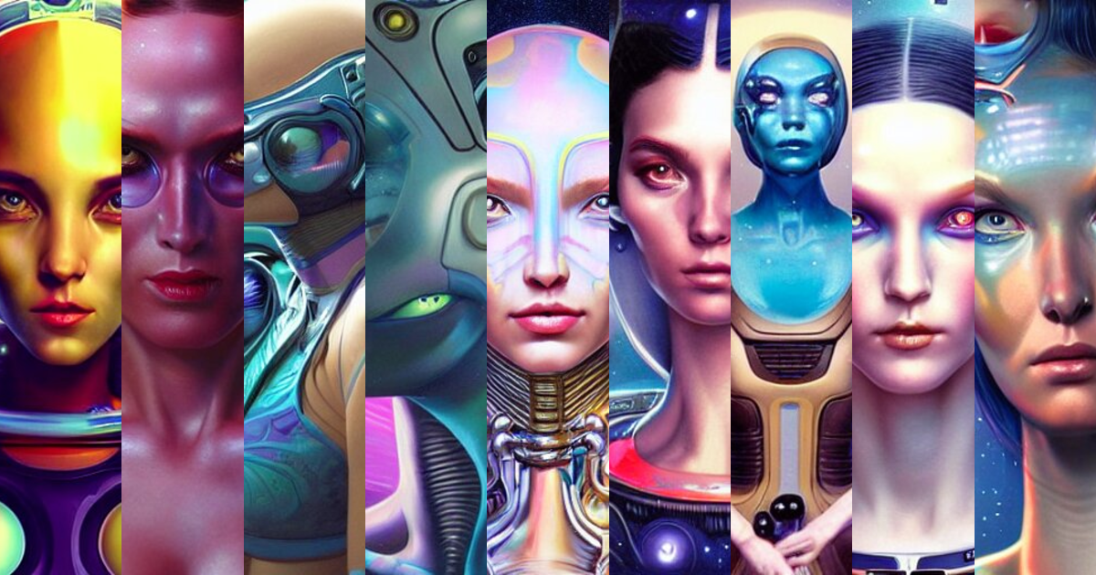 Lexica - Space BioPunk pretty female alien portrait, Pixar style, by ...