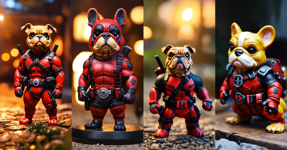 Lexica - Cute bulldog adventure figure, deadpool themed squirrel ...