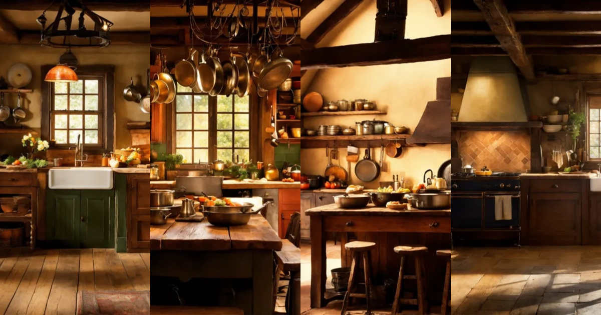 Lexica - Paint a vivid picture of an old, rustic kitchen that bustles ...