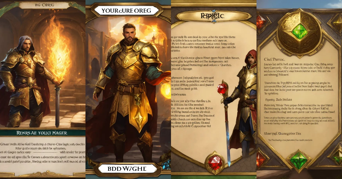 Lexica - RPG card template, fantasy, magic, heroic, gold, jewels, magic ...