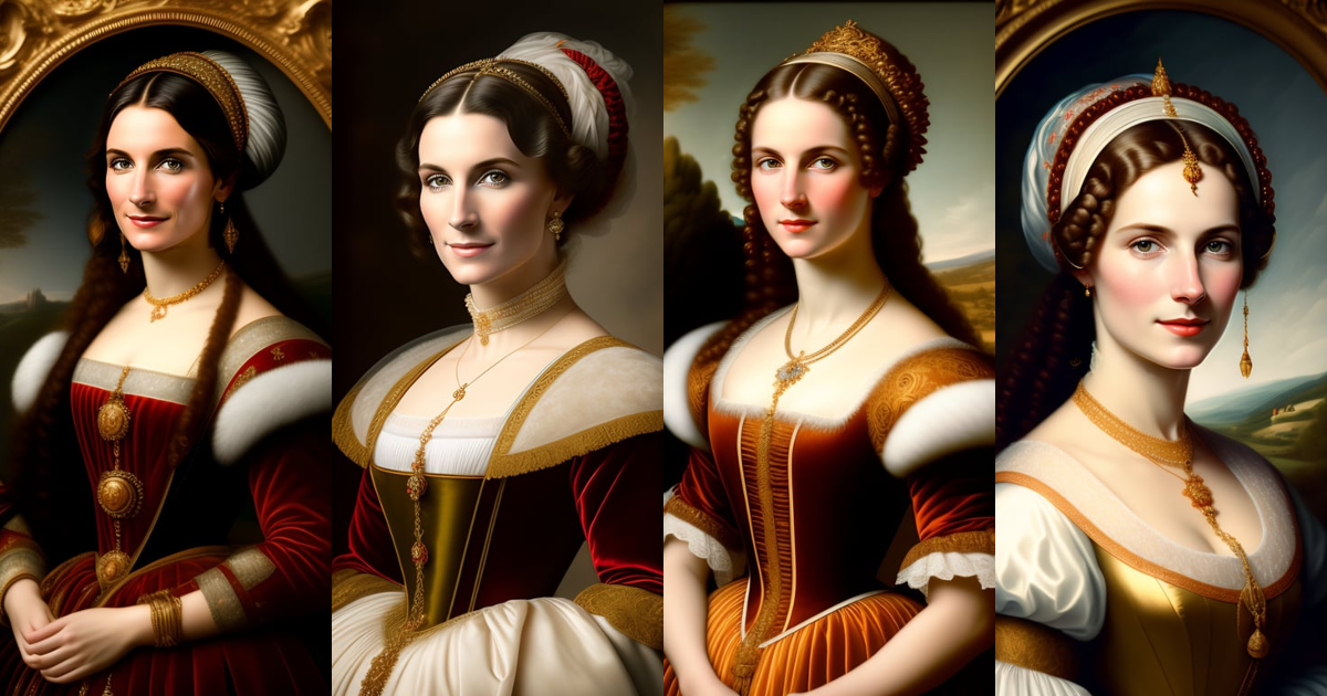 Lexica - Portrait modèle féminin Oburn habillée renaissance style de ...