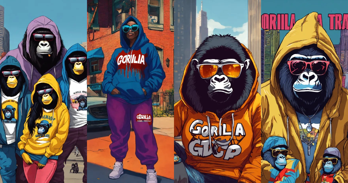 Lexica - Girl Gorillas wearing Gangster wearing designer sunglasses and ...