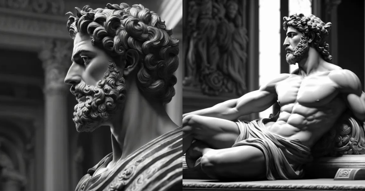 Lexica - Marcus Aurelius Greek, muscular profile, Hercules style, lying ...