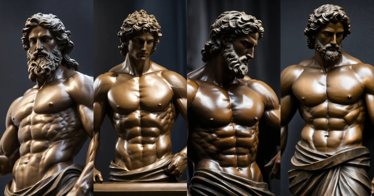 Lexica - Simple muscular greek god statue with middelparting hair with ...
