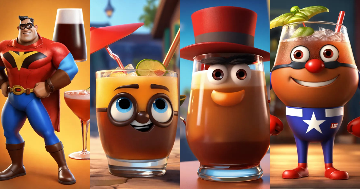 Lexica - Cartoon style, well shaded, smooth, pixar, Cuba libre cocktail ...