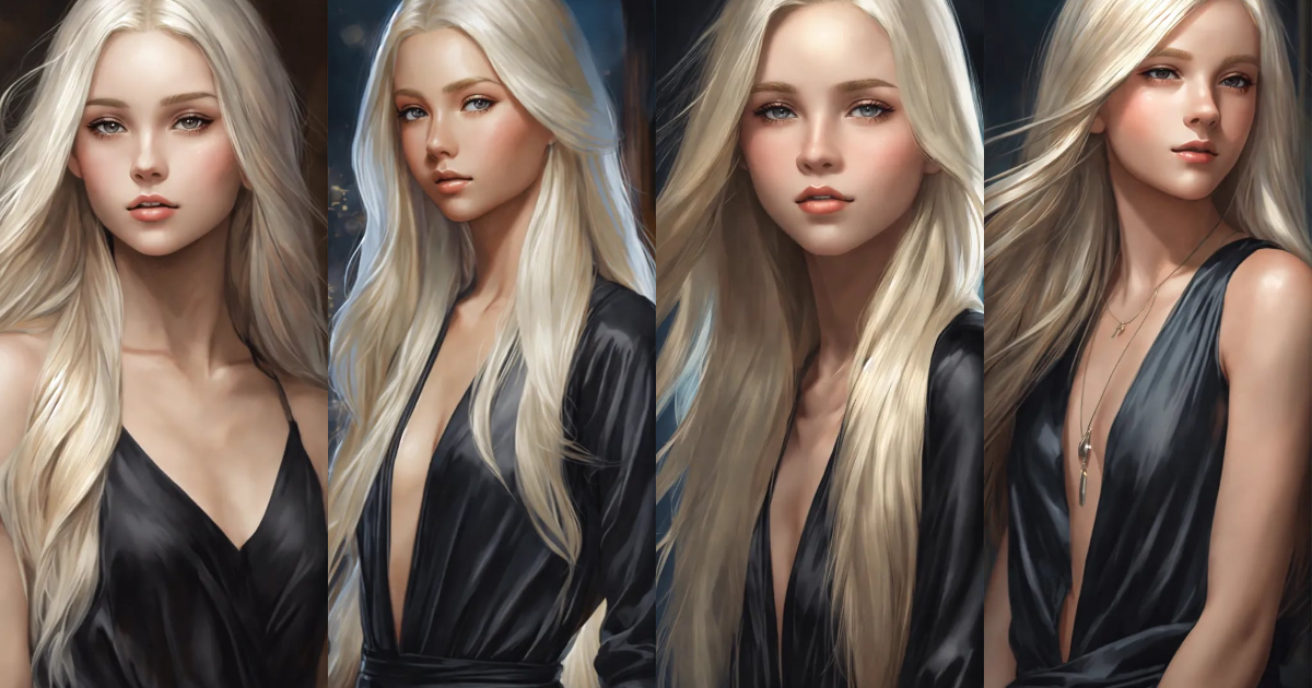 Lexica - Beautiful platinum blond young tween 2d drawing. Petite ...