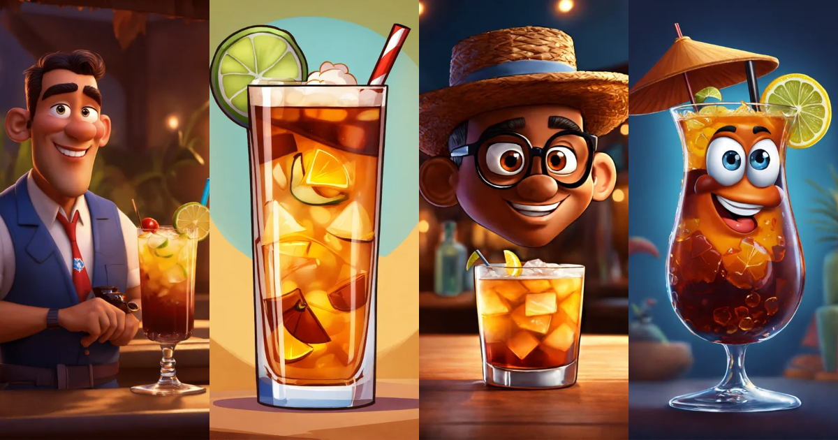 Lexica - Cartoon style, well shaded, smooth, pixar, Cuba libre cocktail ...