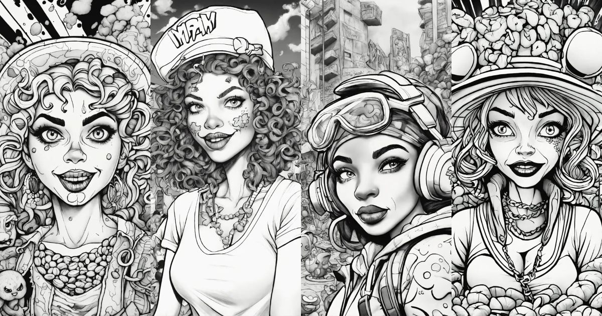 Lexica - Coloring page for adults, graffiti art, MAD Magazine Character ...