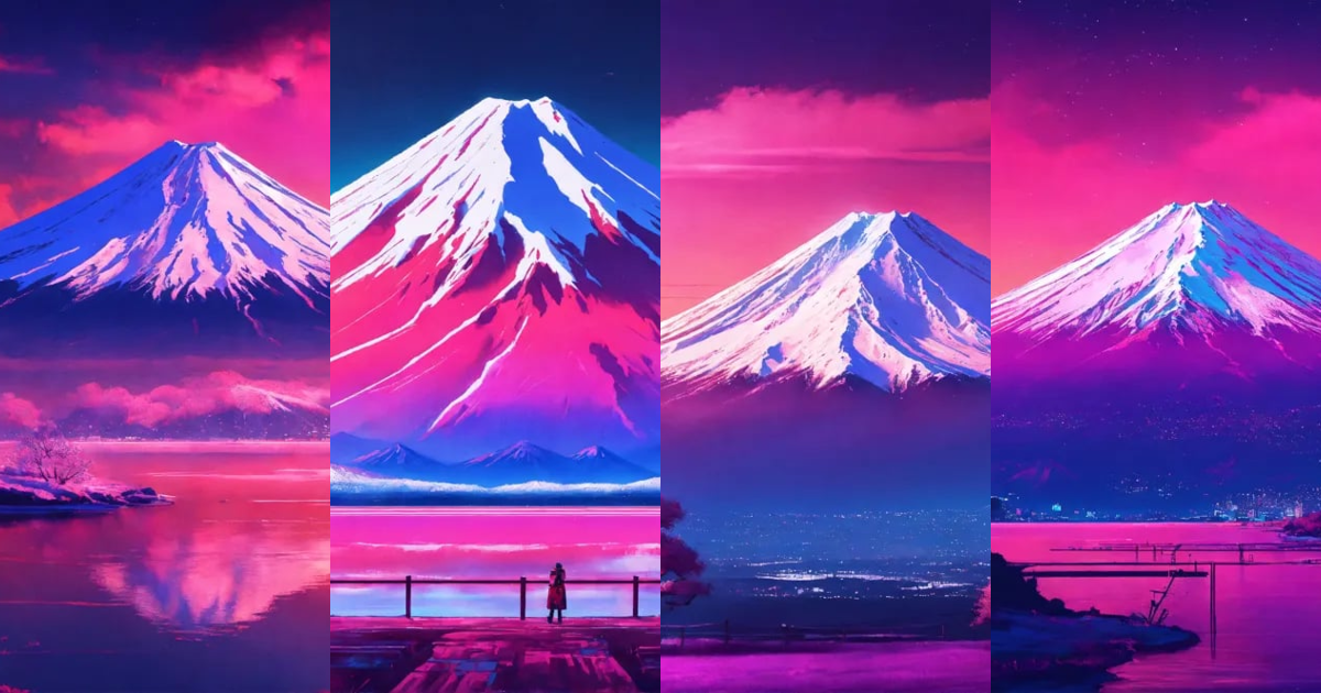 Lexica - Synthwave style snowy fuji yama future